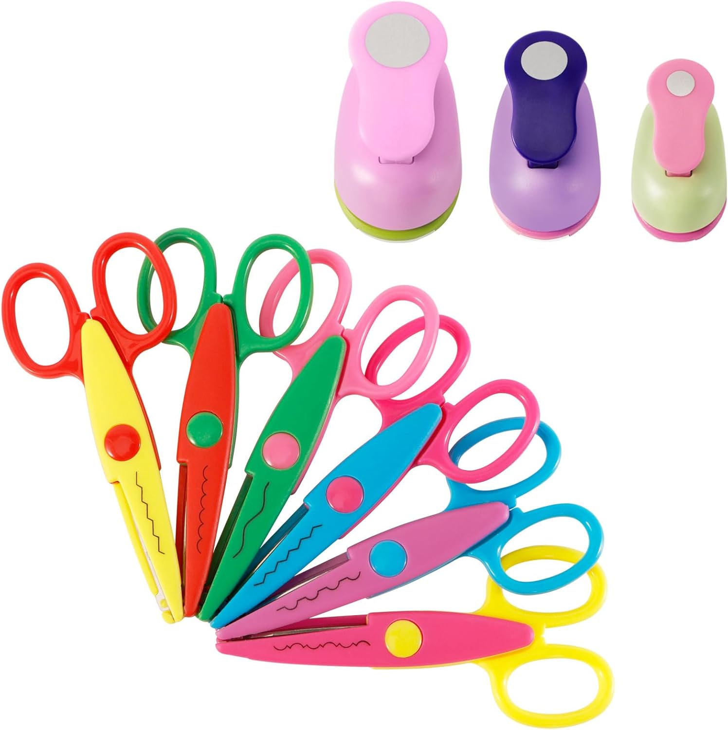 Amazon.com: Katfort Circle Punch and Creative Scissors Set of 9, 6pcs ...