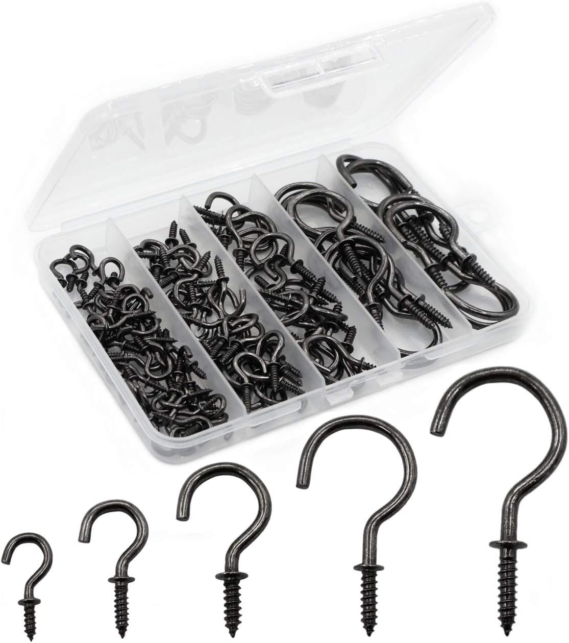 Amazon.com: ECKJ Small Black Screw-in Hooks Assorted Kit with Plugs, 1/ ...