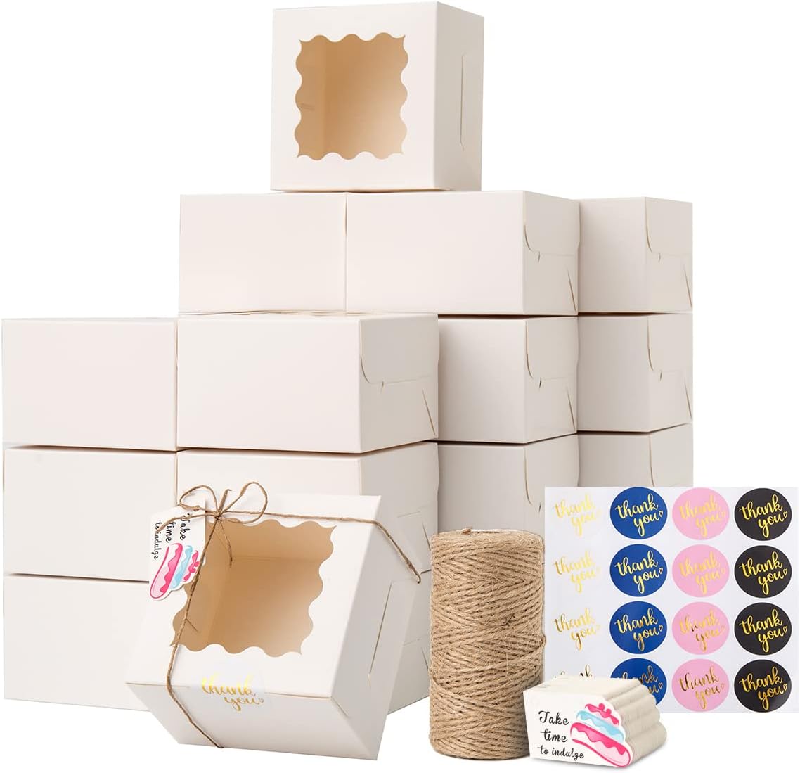 Cajas de postre con ventana, 100 unidades y 4 x 4 x 2.5 pulgadas ...