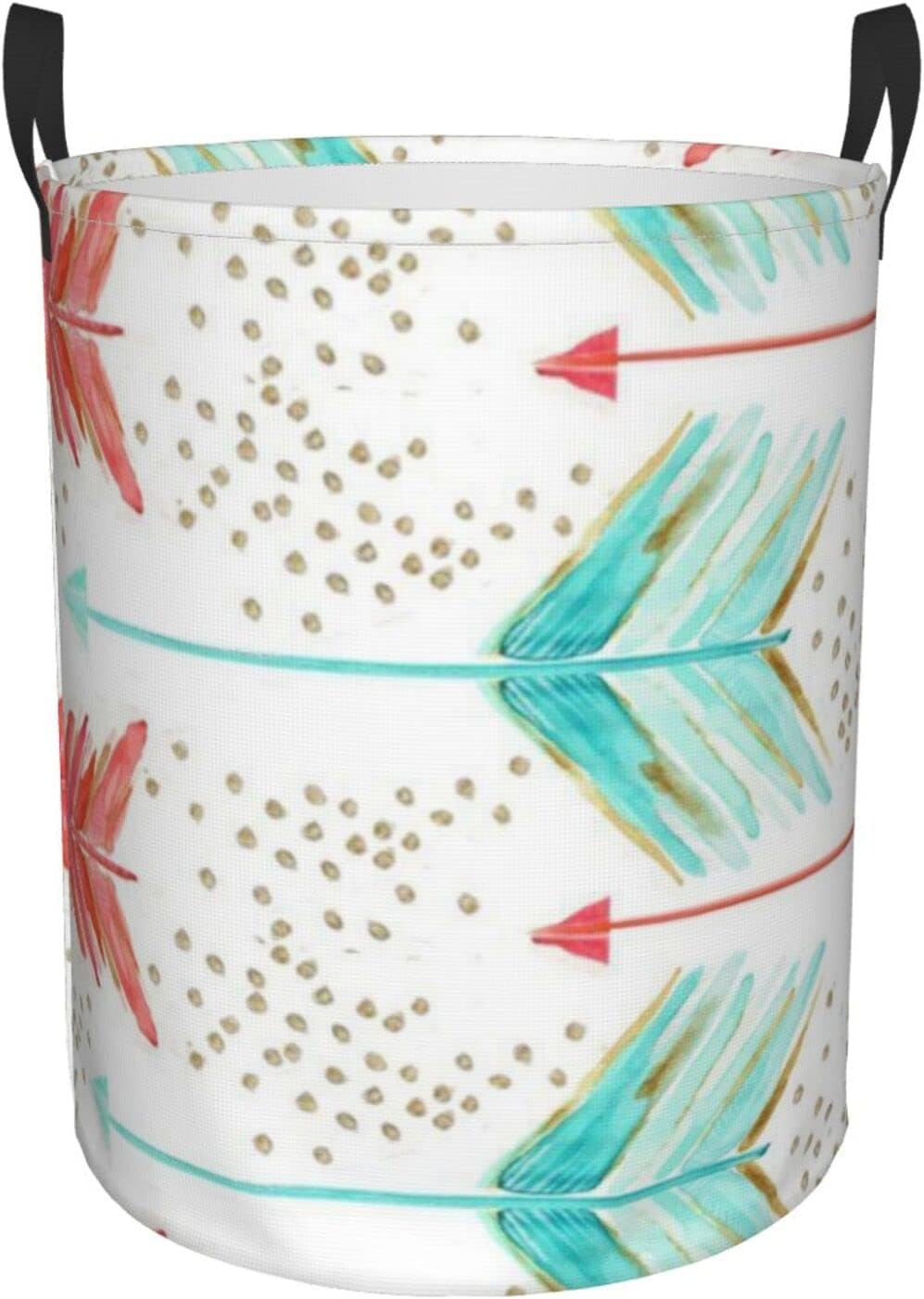 Amazon.com: Coral And Teal Arrows Circular Laundry Hamper Print Hamper ...