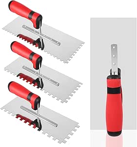 Concrete Trowel - 4 Pack Squared and Notch Trowel Set Stainless Steel ...
