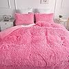 Amazon.com: chovy Faux Fur Plush Pink Comforter Sets Full/Queen - Ultra ...