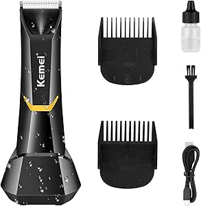 Amazon.com: KEMEI Black Body Hair Trimmer for Men, Ceramic Blade Pubic Hair Trimmer, Electric ...