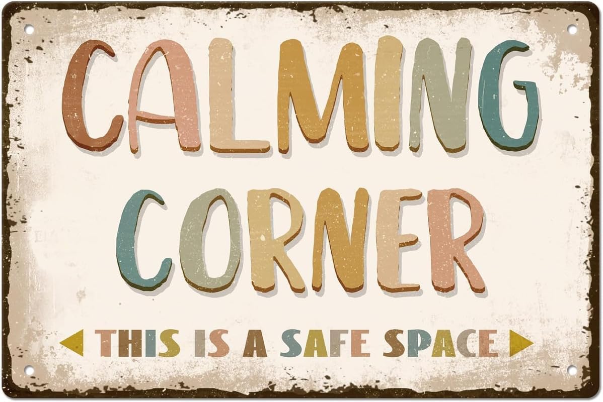 Amazon.com : Calming Corner Sign Office Wall Decor Metal Signs ...