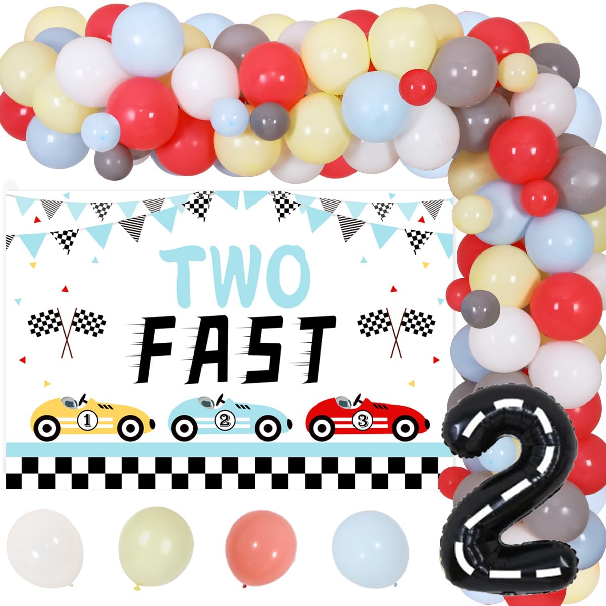 Amazon.com: Two Fast Birthday Decoration Vintage for Boy Birthday Two ...