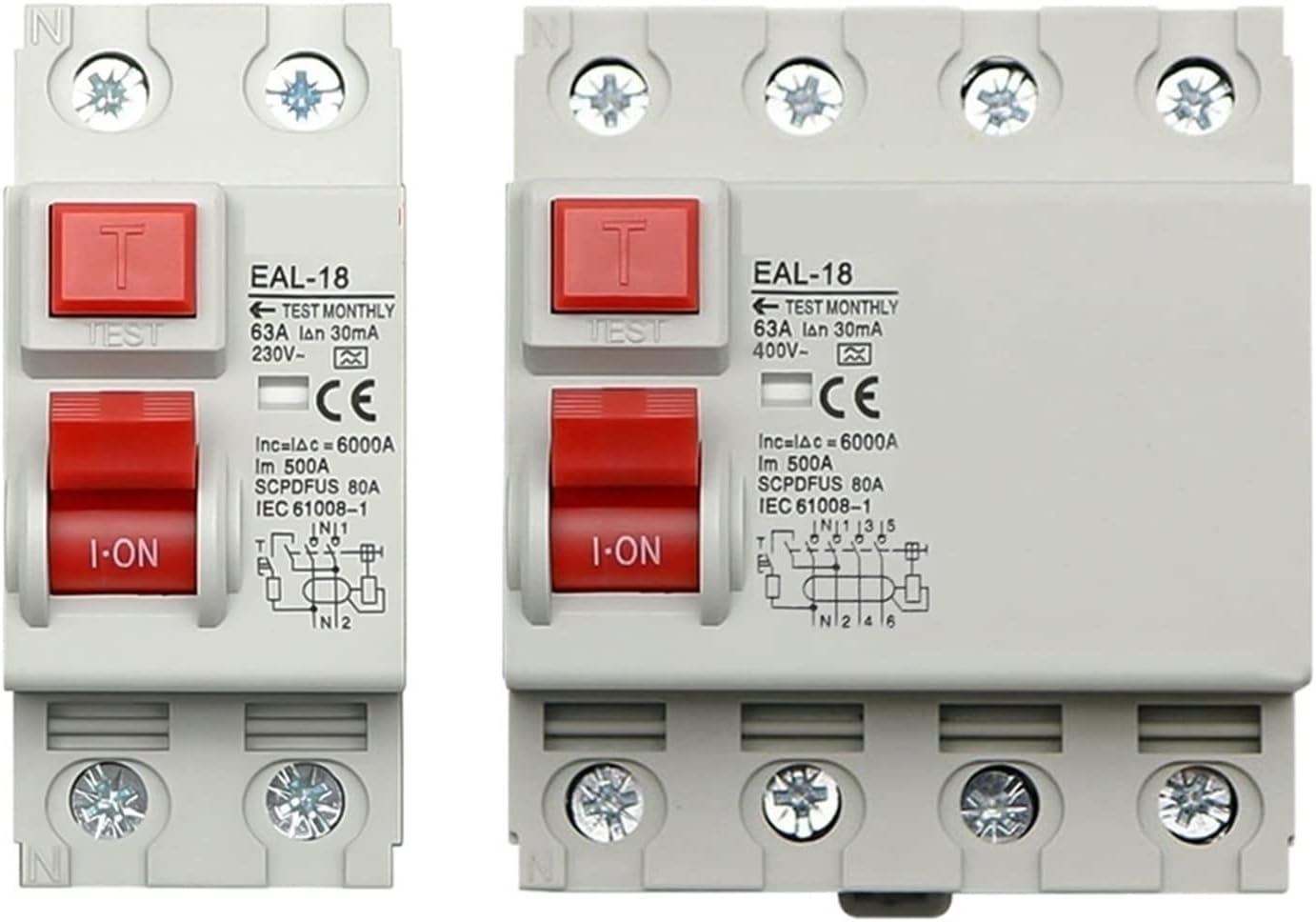 Amazon.com: 2P 4P 10/30/100/300mA Type A RCCB RCD ELCB Electromagnetic ...