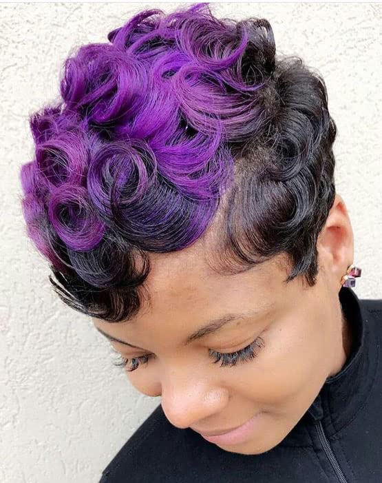 Amazon.com : BeiSDWig Short Ombre Purple Hair Wig Synthetic Curly Wigs for Black Women Ombre ...