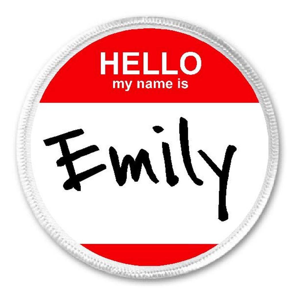 Amazon.com: Hello My Name is Emily - 3" Sew/Iron On Patch Badge Tag ...
