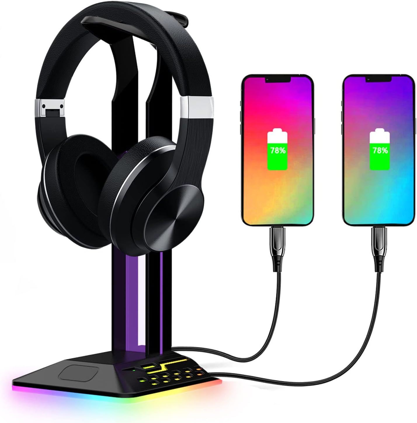 Amazon.com: ASHATA RGB Headphone Stand,Headset Holder with 2 USB Ports ...