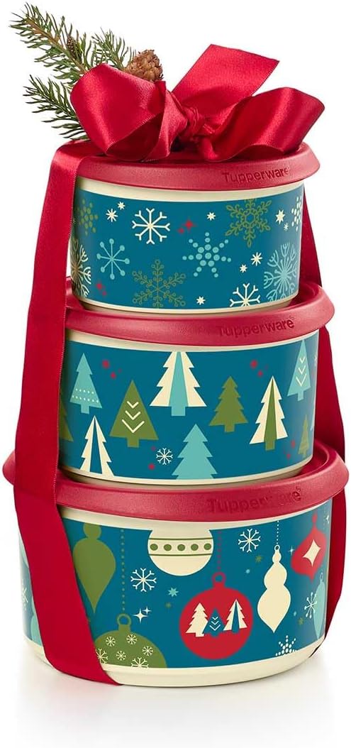 Amazon.com: New Tupperware Christmas Holiday One Touch Stacking ...
