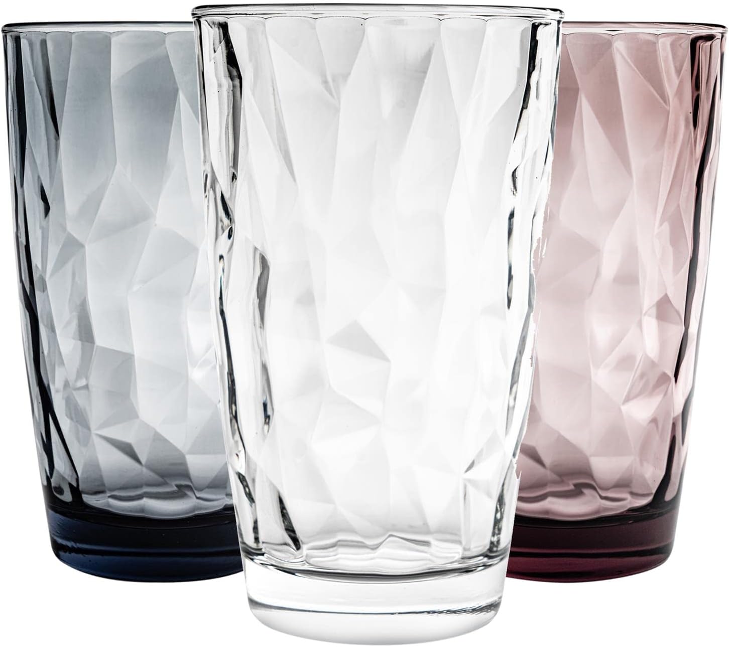 Bormioli Rocco Diamond Coloured Dimpled Cooler Glasses - 470ml - Set of ...