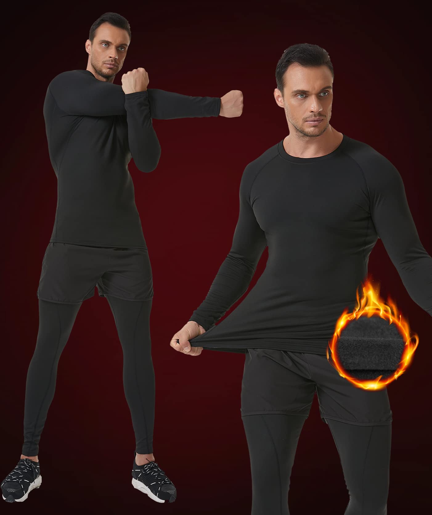Snapklik.com : SILKWORLD Mens Thermal Long Sleeve Compression Shirts ...