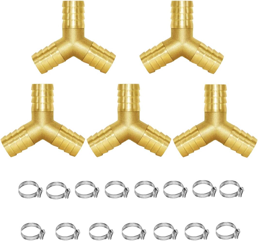 Joywayus 5PCS 3/4" ID Hose Barb Y Shaped 3 Way Union Fitting ...