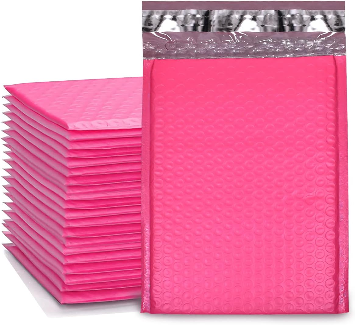 Amazon.com : HBlife 50Pcs Bubble Mailers, 4x8 Inches Self Seal Hot Pink ...