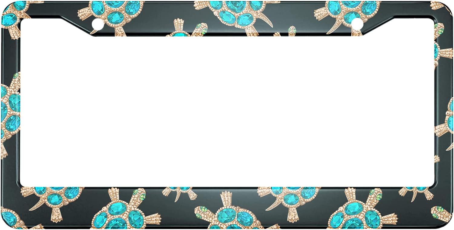 Amazon.com: Turtle Animal Palm Tree Design Chrome Metal Auto License ...