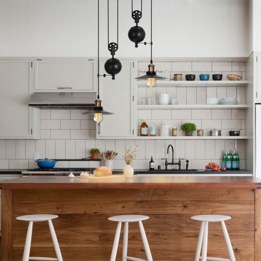 Menards Kitchen Island Lighting Pulley 3 Light Industrial Farmhouse
