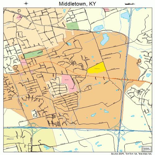 Amazon.com: Large Street & Road Map of Middletown, Kentucky KY ...