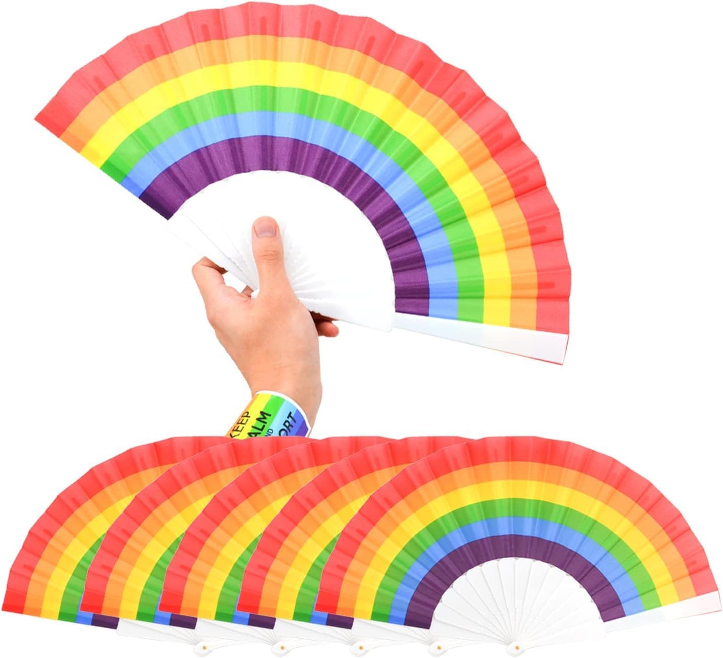 6Pcs Pride Decorations Rainbow Folding Fan, Lgbt Hand Fans, Gay Pride ...