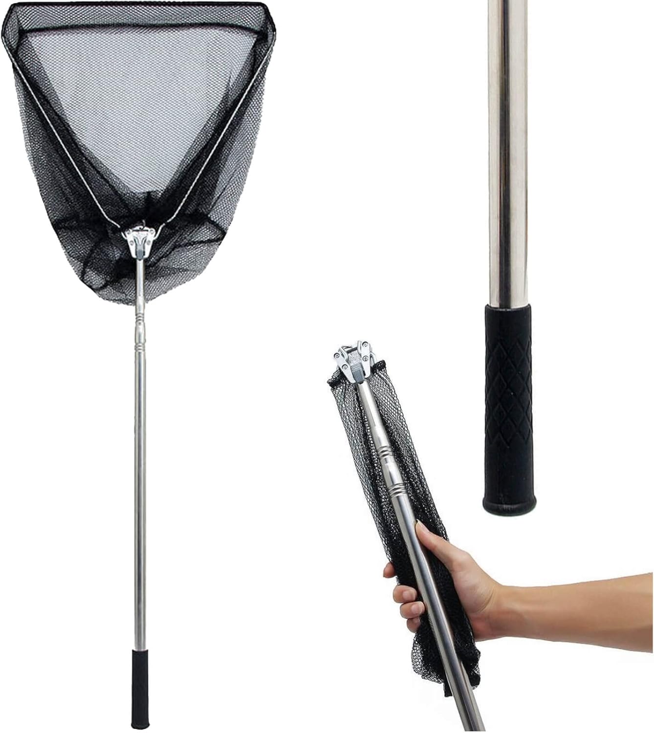 Amazon.com : Foldable Fishing Net Long Handle Freshwater, Landing Fish ...