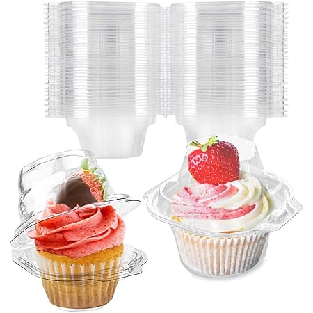 Amazon.com: 50 Pack Individual Cupcake Containers For Parties - Plastic ...