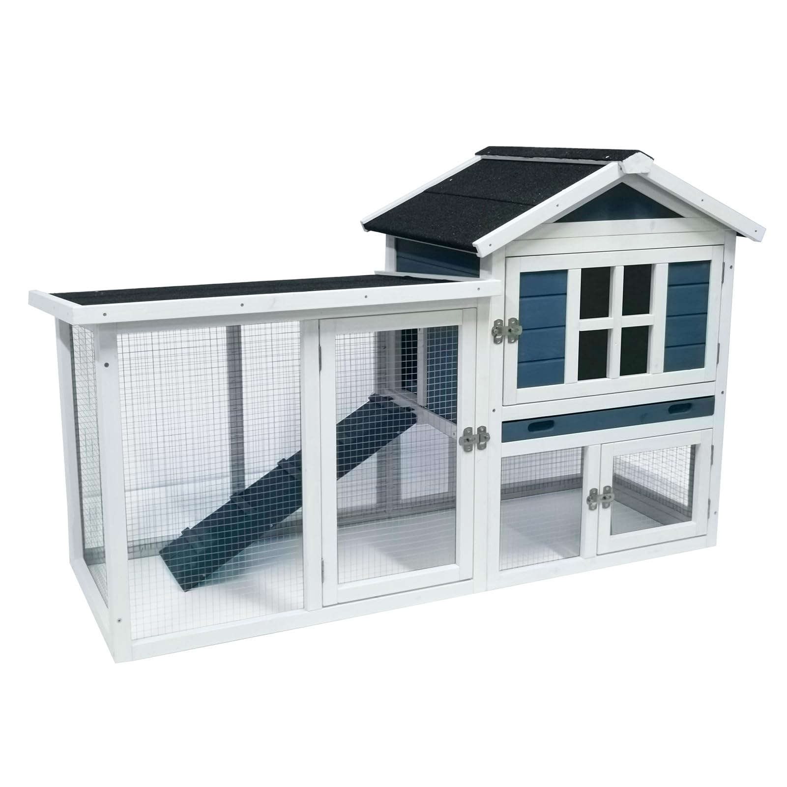 Rabbit Hutch 2-Story Bunny Cage Small Animal House for Indoor Outdoor ...