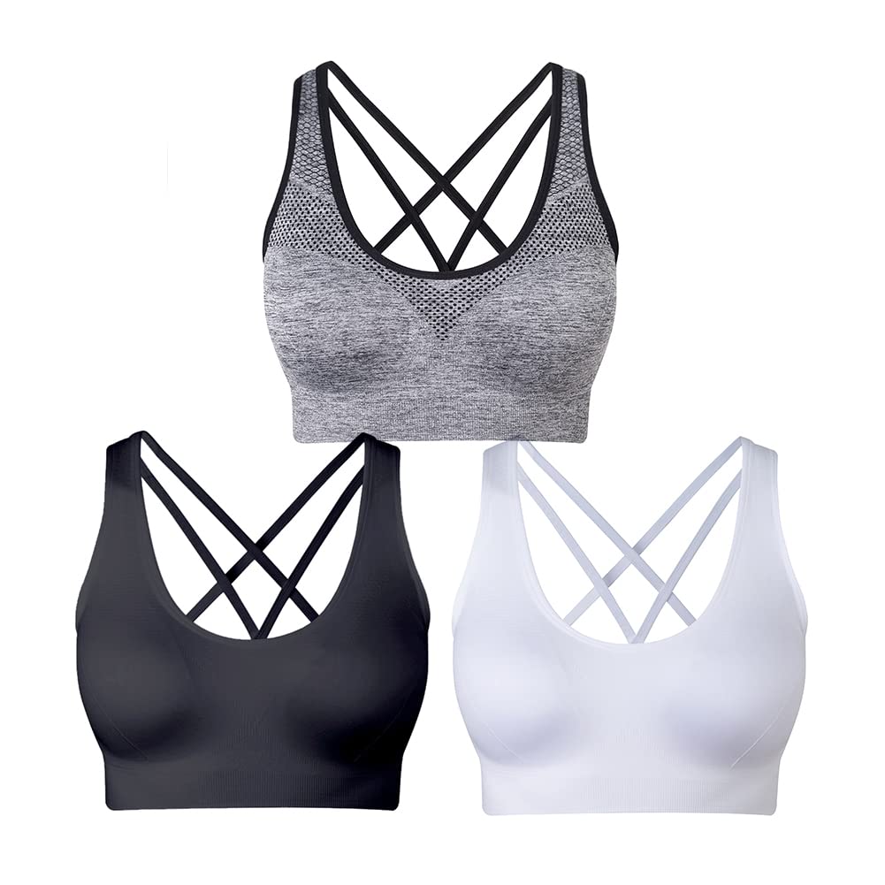 1 x RAW Customer Returns NAKQU Women s Sports Bras Cross Back Strappy ...