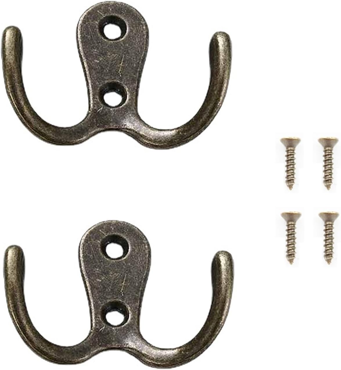 Yesmin 2 Pcs Double Prong Robe Hooks, Dual Coat Hooks Wall Mounted ...