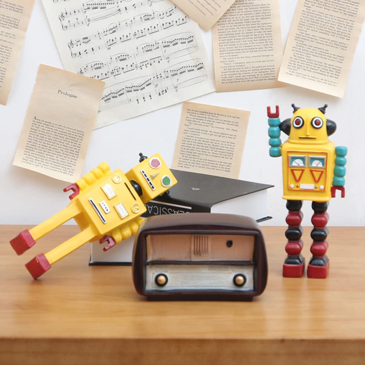 Toyvian Retro Robot Statue Robot Model Resin Robot Statue Desktop Robot ...