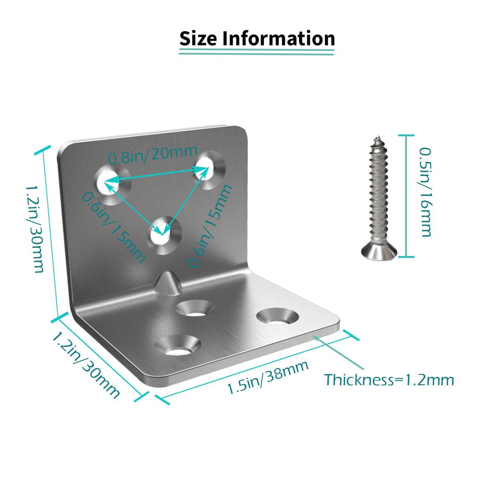 Snapklik.com : Silver Stainless Steel Corner Bracket,Joint Right Angle ...