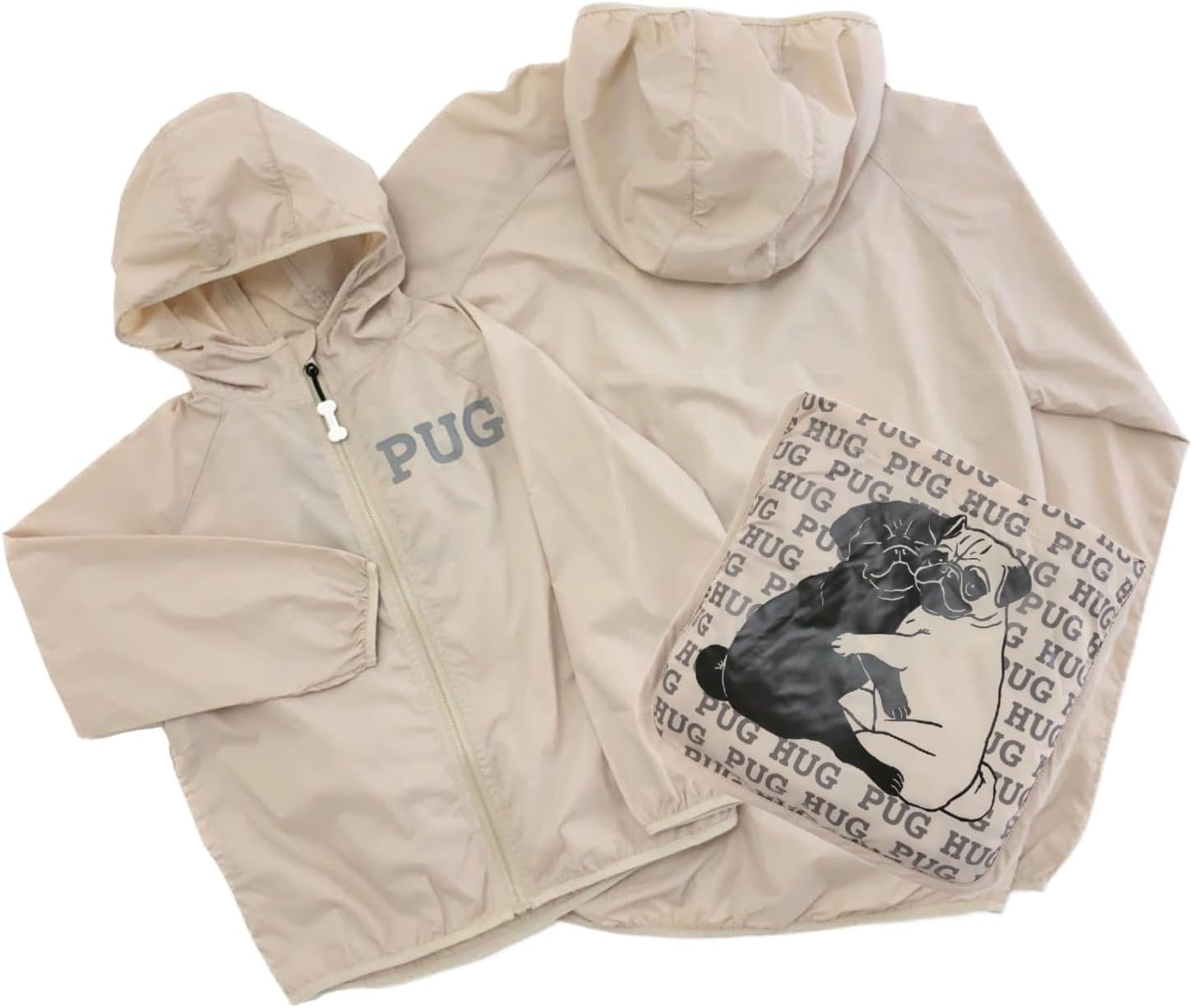 Amazon | [OJICO] ポケッタブルジャケット・PUG ユニセックス 男女兼用 キッズ レディース メンズ 犬 パグ 撥水加工 収納ポケット リフレクター素材 ギフト | コート ...