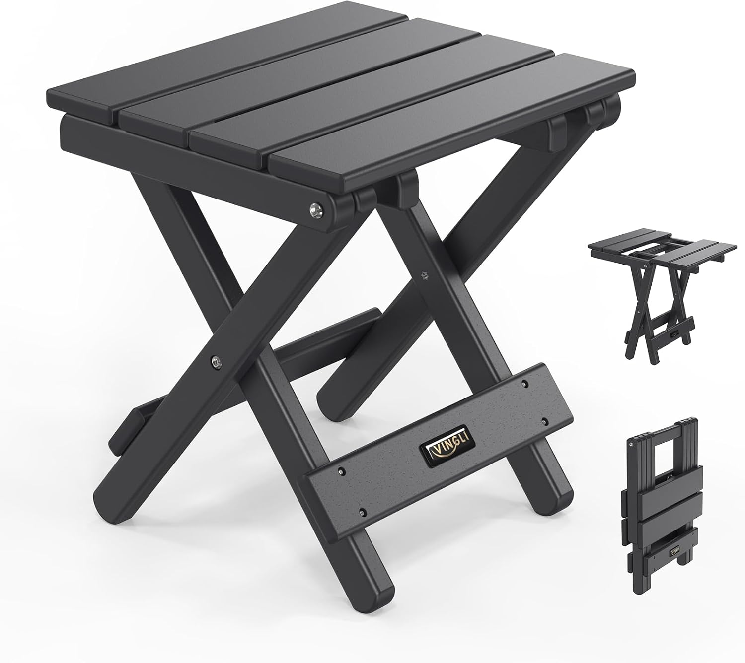 Amazon.com: VINGLI Small HDPE Folding Side Table, Plastic Waterproof ...