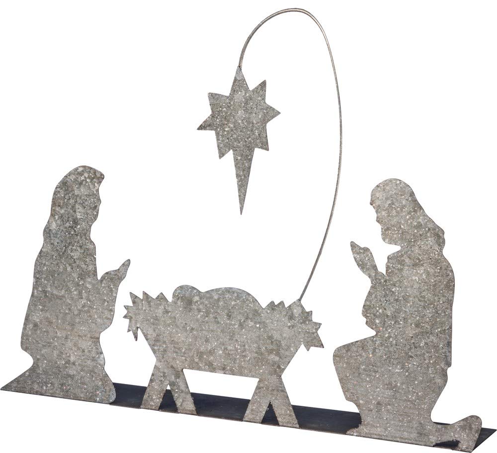 Amazon.com: Primitives by Kathy Galvanized Metal Nativity, Holy Family ...