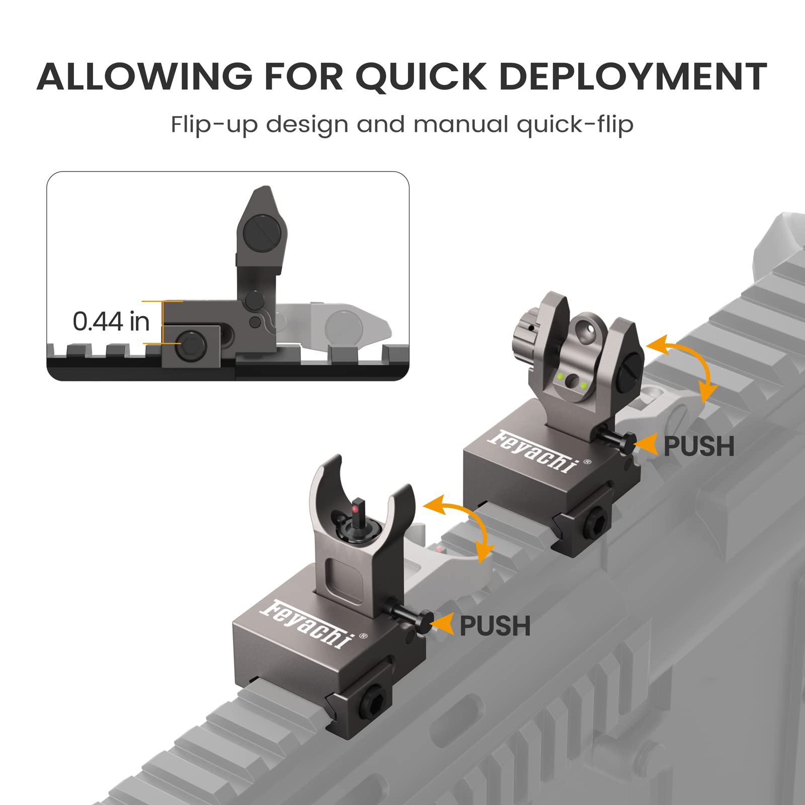 Snapklik.com : Feyachi S27 Fiber Optic Iron Sights Flip Up Front And ...