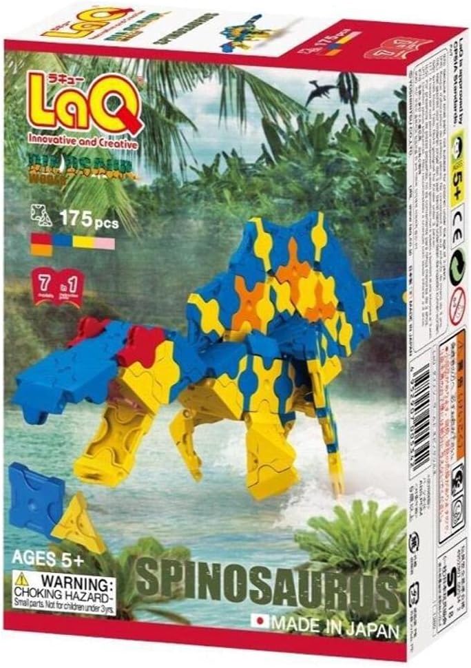 Amazon.com: LaQ Dinosaur World Spinosaurus | 175 Pieces | 7 Models | Age 5+ | Creative ...