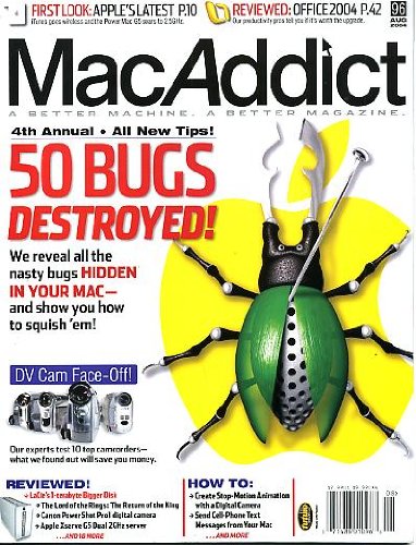 MacAddict August 2004 w/CD 50 Bugs Destroyed - Hidden Bugs in Your Mac ...