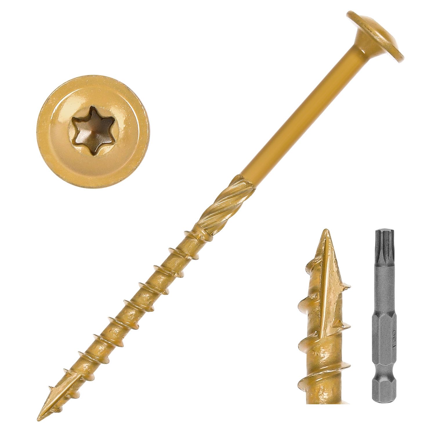 Snapklik.com : 100 PCS #14 X 3 Wood Screws, Torx Drive Multi-Purpose ...