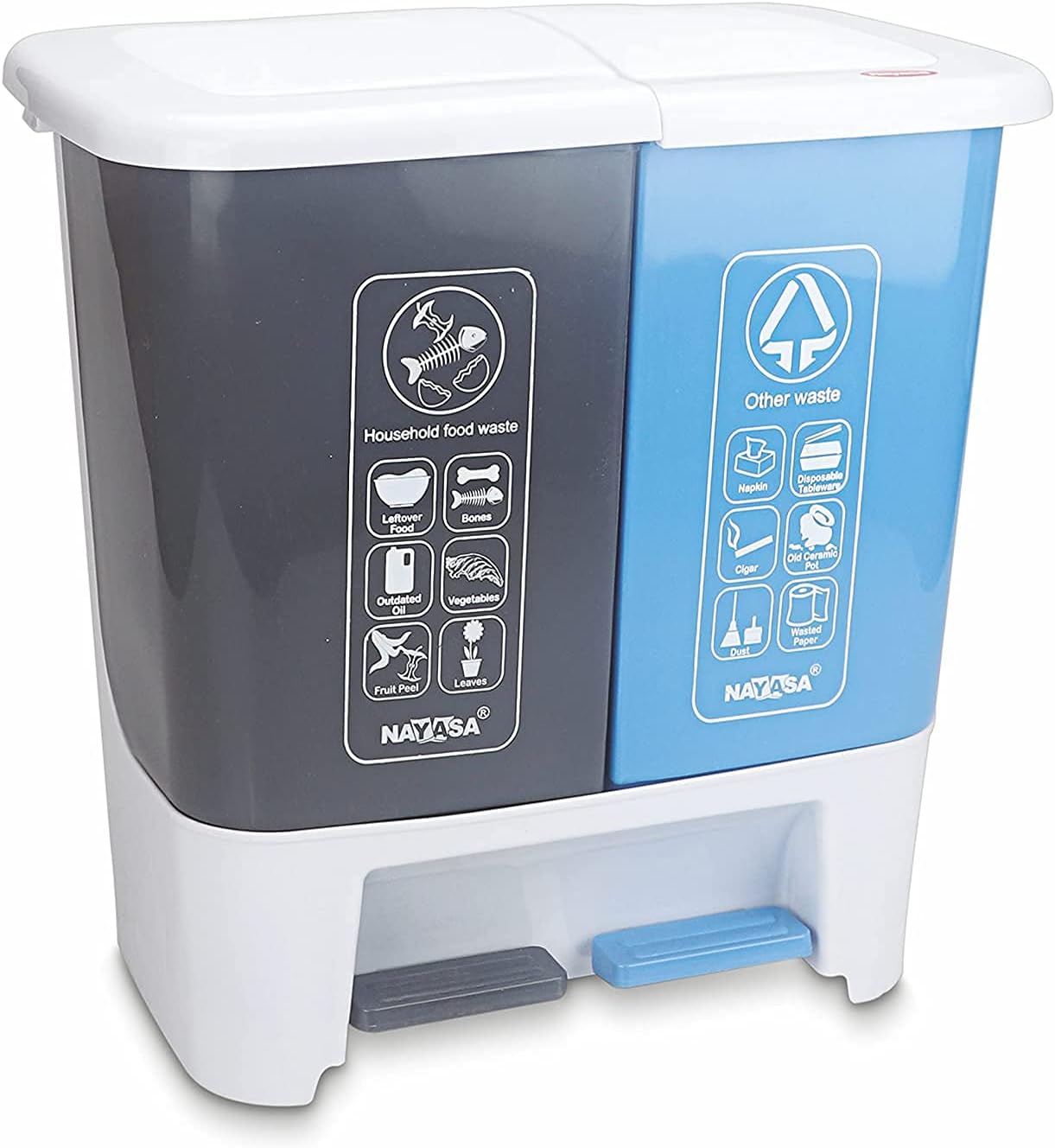 Livshine Plastic Step-On Twin Color Dustbin for segregation of dry and ...