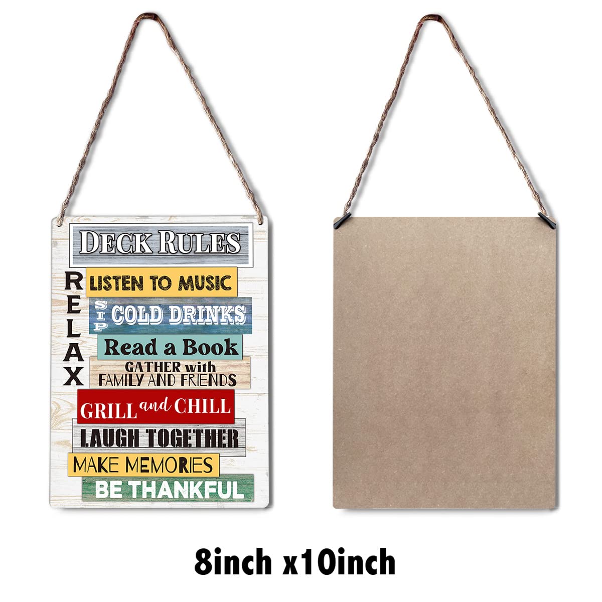 Snapklik.com : Farmhouse Colorful Deck Rules Wooden Sign Wall Decor ...