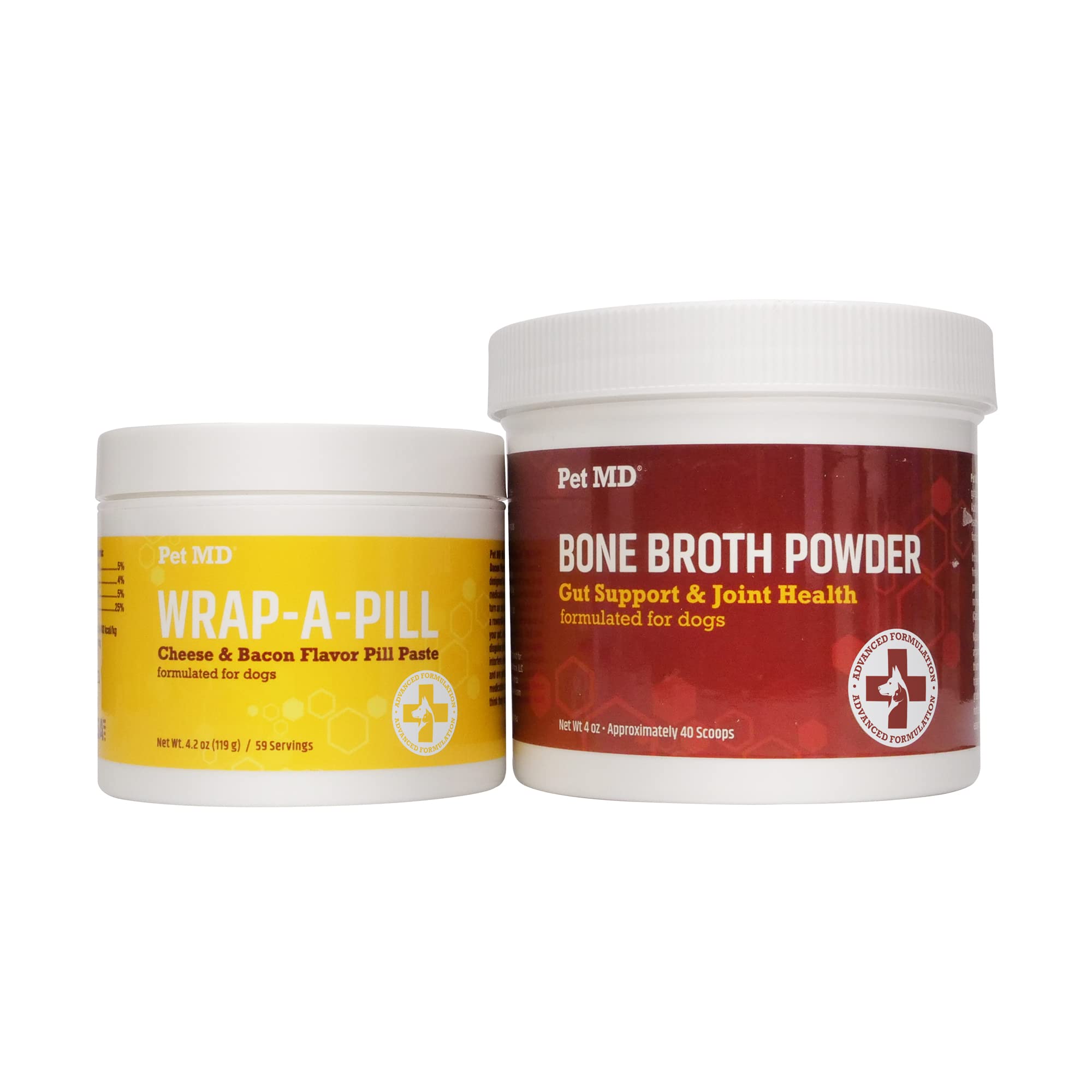 Amazon.com : Pet MD Bone Broth Powder & Wrap A Pill Cheese + Bacon ...