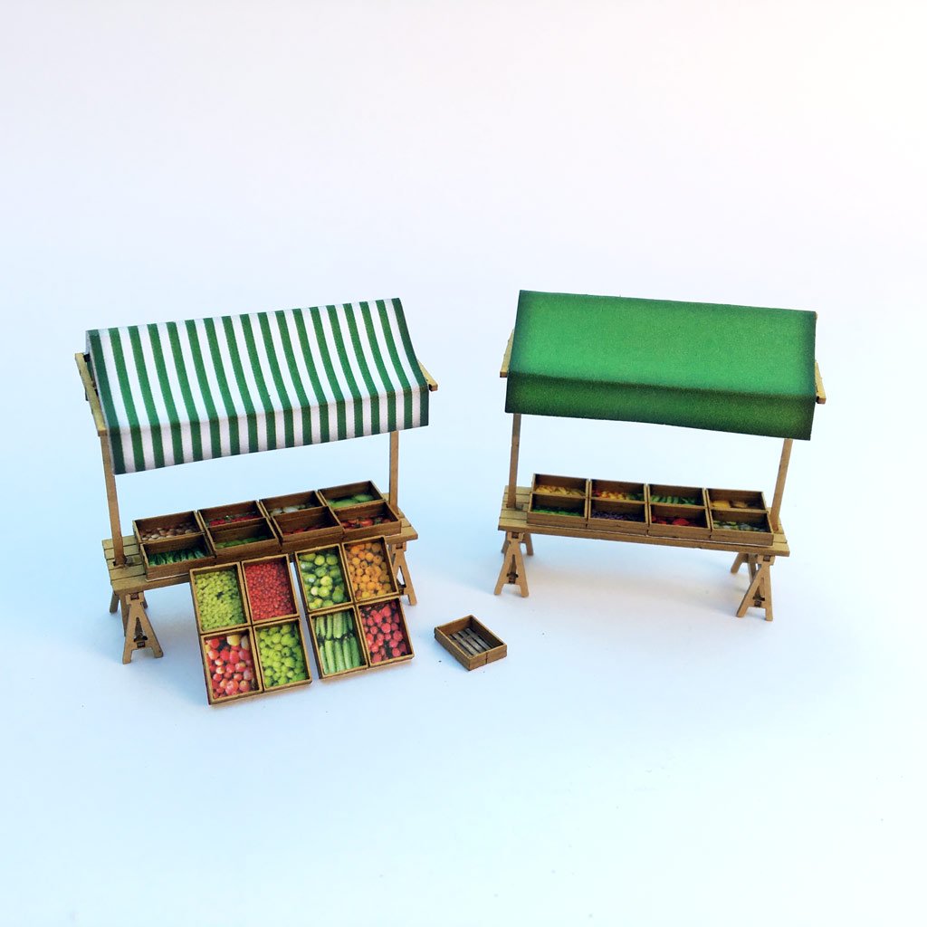 LX067-OO Market Stalls (Pack of 4) – OO Gauge / 1:76 Scale : Amazon.co ...