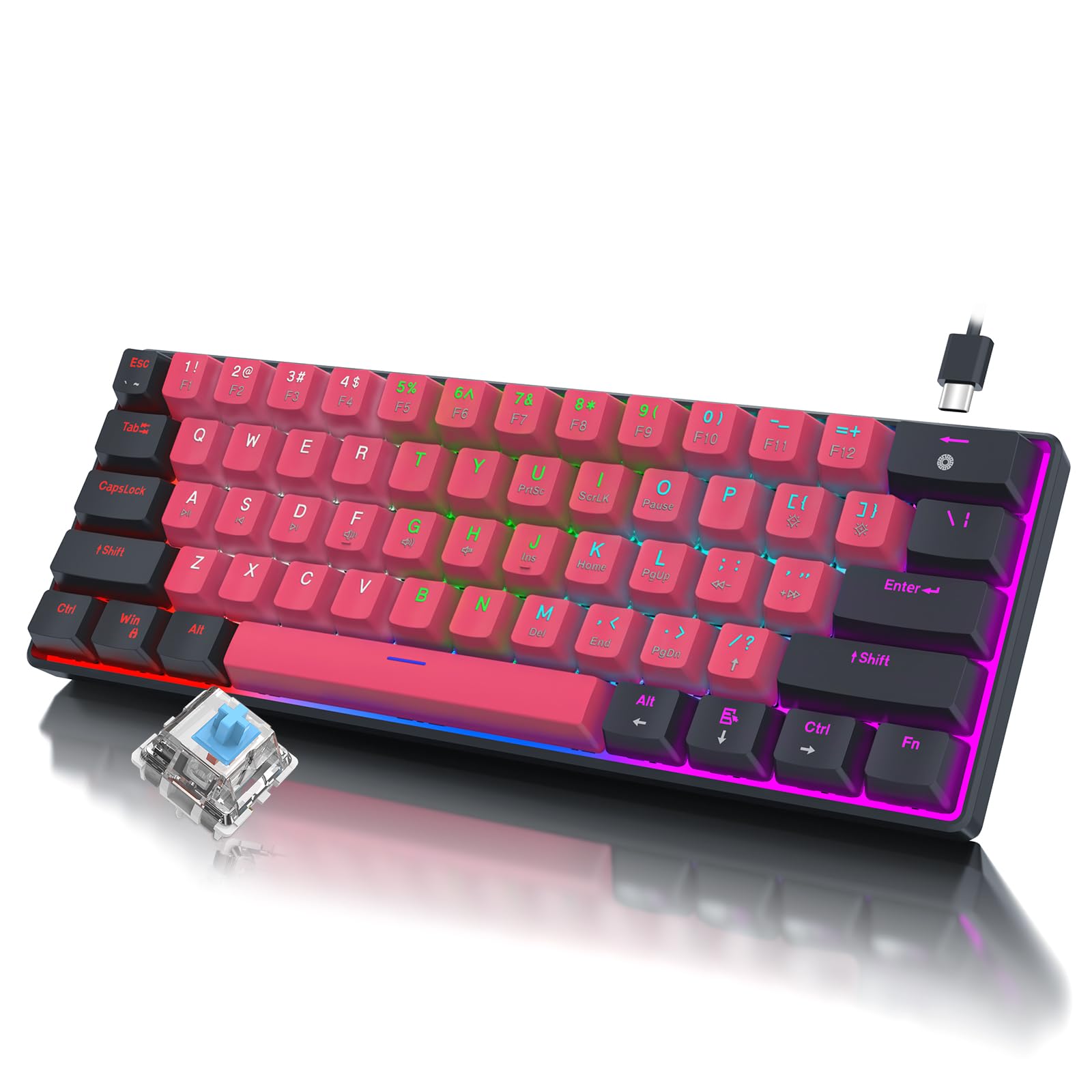 Snapklik.com : RAZEAK Portable 60% Mechanical Gaming Keyboard