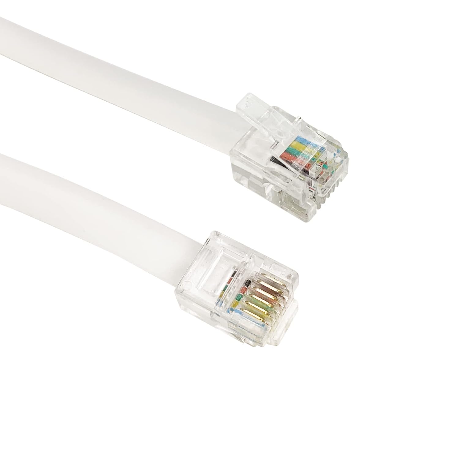 RJ12 to RJ12 Data Cable 6Ft 6P6C Flat Phone Cord Telephone Plug ...