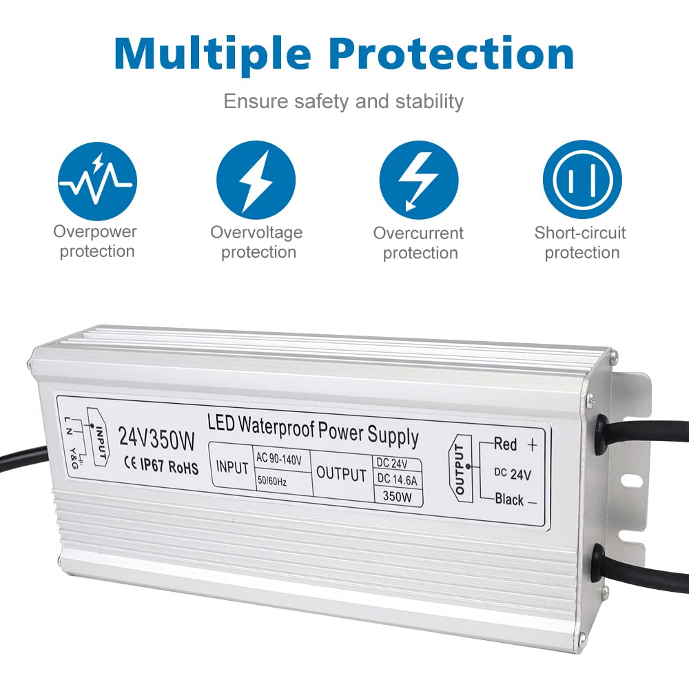 Snapklik.com : inShareplus LED Power Supply, 24V 350W IP67 Waterproof ...