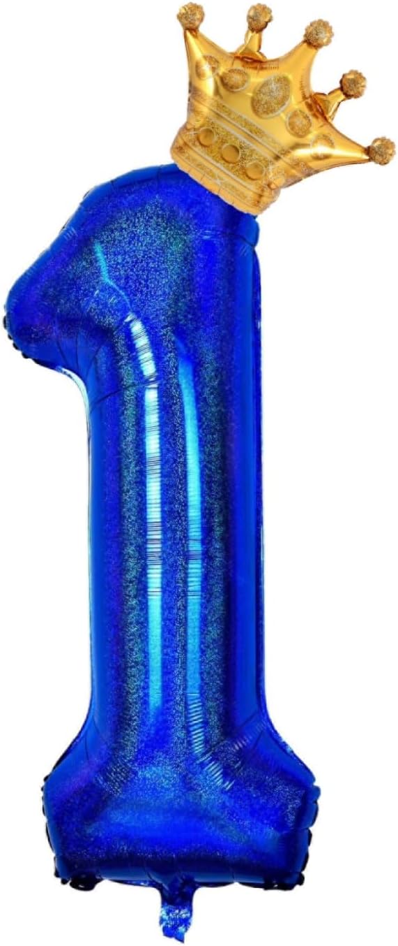 Amazon.com: 40 inch Navy Blue Crown Number 1 Balloons,Giant Large 1 ...