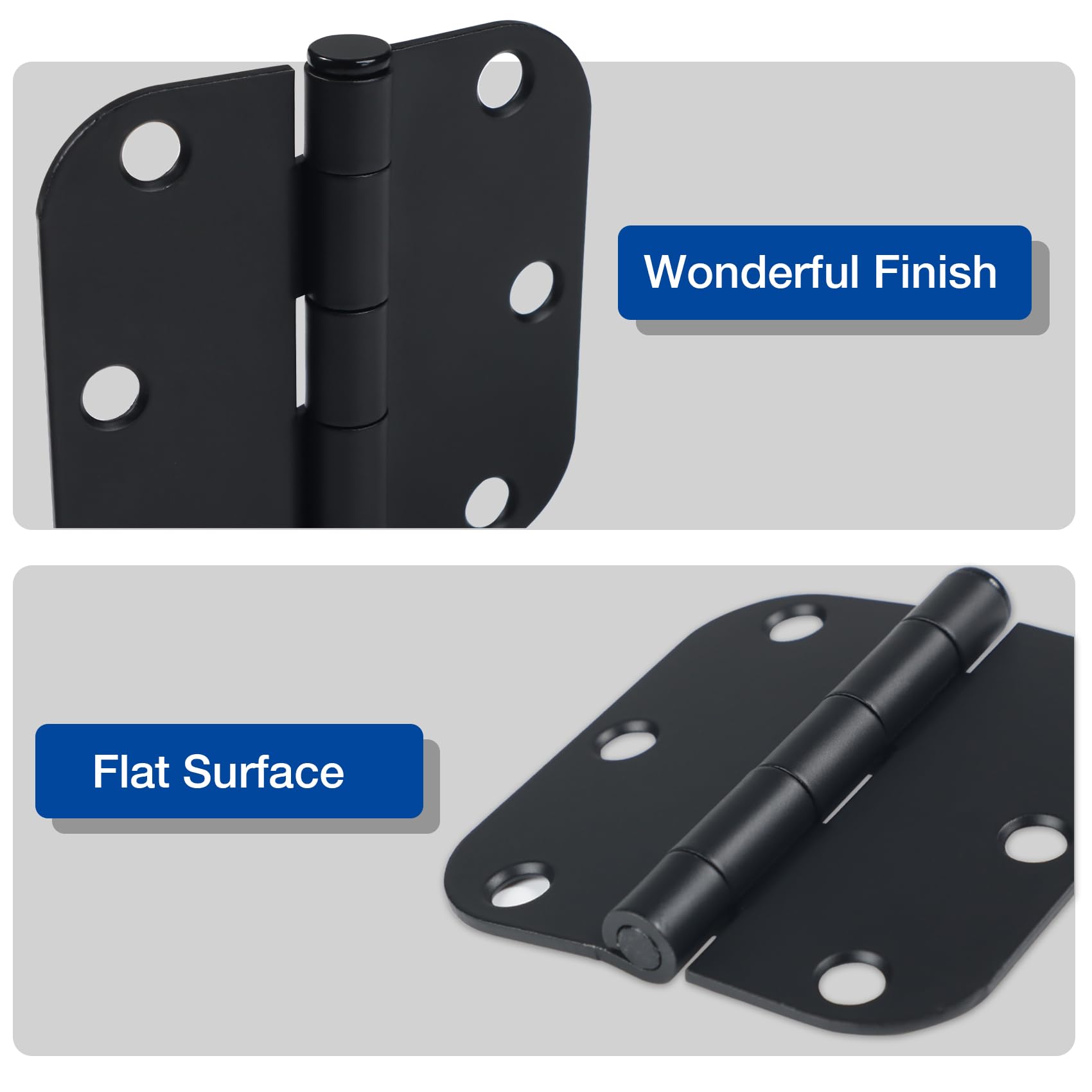 Snapklik.com : 3 Pack 3 Inch Hinges Rounded Matte Black Door Hinges ...