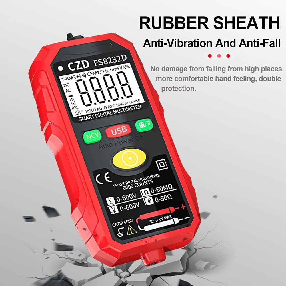 Multimeter,6000 Counts Auto Ranging Digital Multimeter,AC/DC Current ...