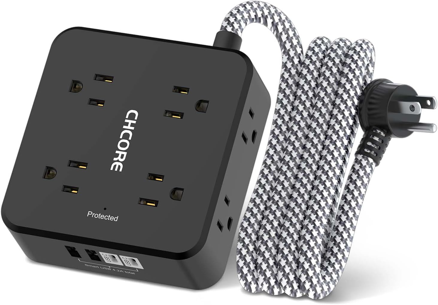 Amazon.com: Surge Protector Power Strip - CHCORE 5Ft Braided Extension ...