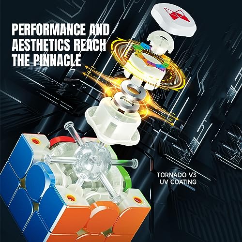 Taolele QY X-Man Tornado V3M Speed Cube 3×3 Pioneer UV Maglev Version Stickerless Magic Cube XMD ...