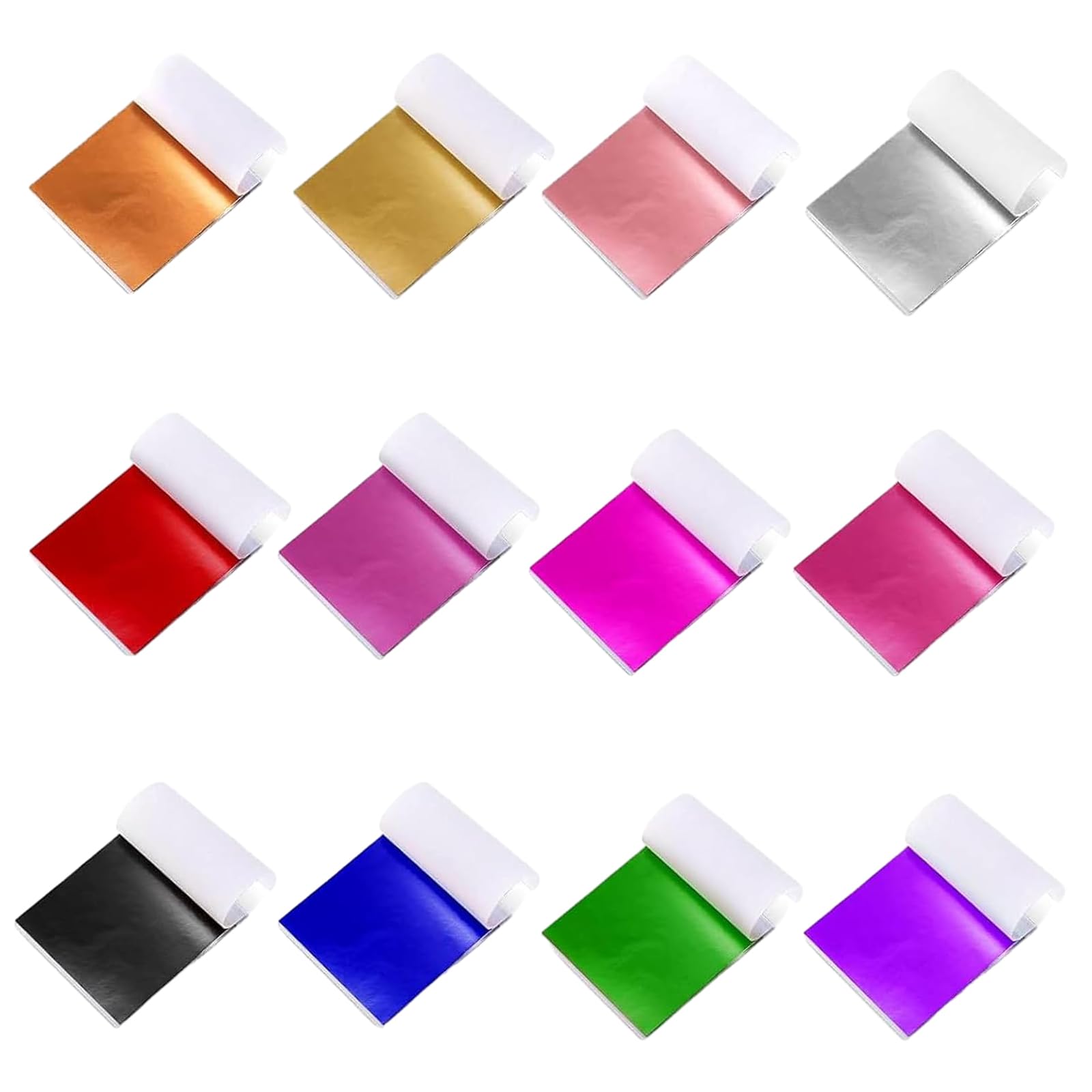 240 Sheets Gold Leaf Sheets 12 Colors Multipurpose Gold Foil Colored ...