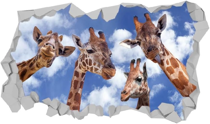 Amazon.com: SUPERDANT 3D Break Giraffes Wall Sticker Giraffes Head ...
